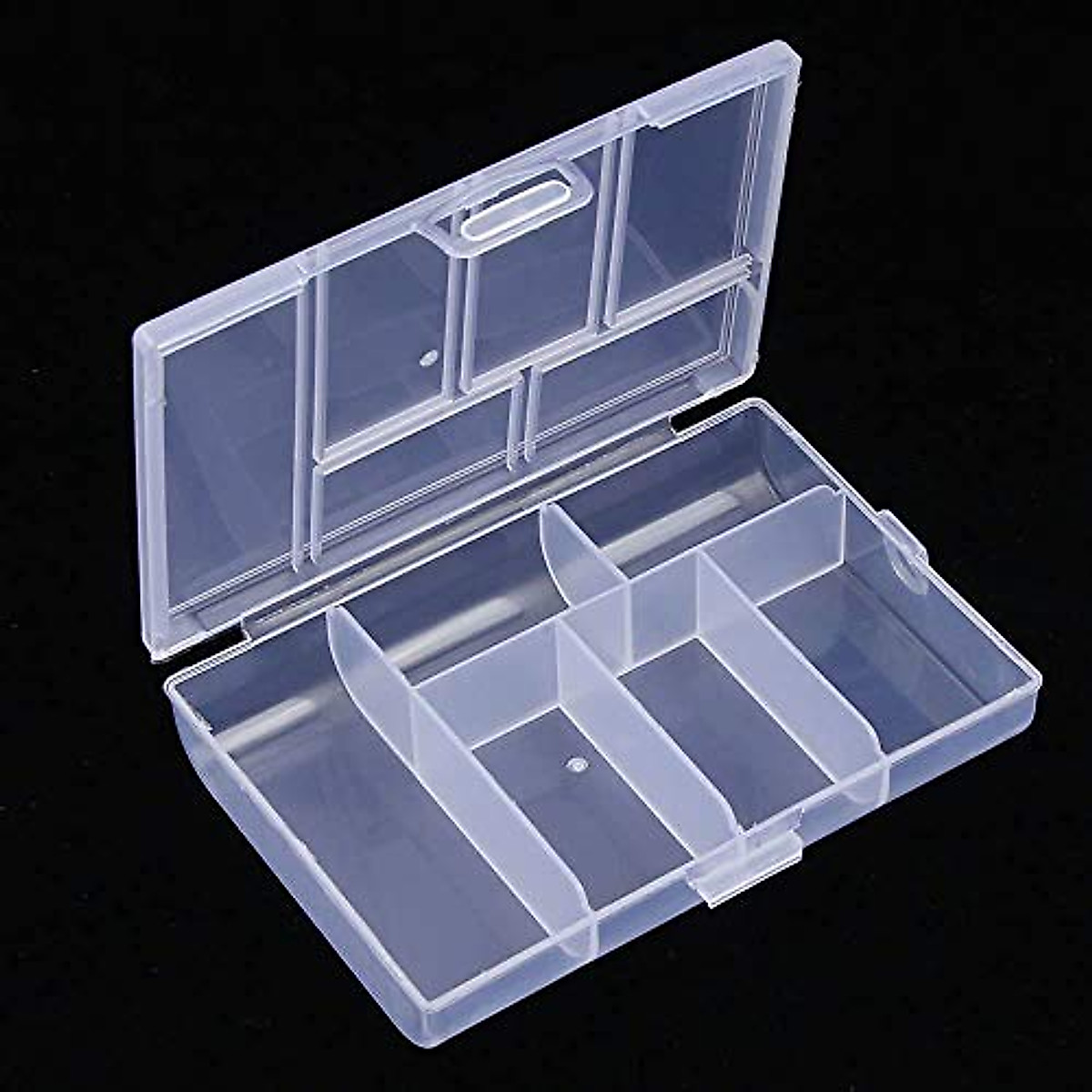 UTENEW 2 Pack Plastic Clear Jewelry Boxes Organizers with Dividers, 6-Grids Storage Containers
