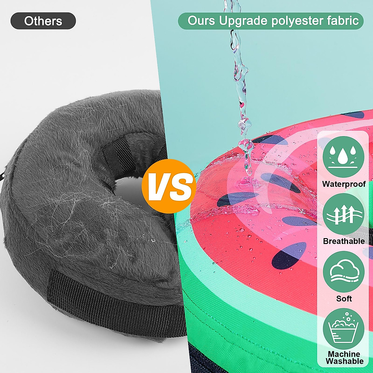 Glittme Dog Donut Collar, Inflatable Dog Cone, Cone for Dogs After Surgery, Soft Dog Cone to Stop Licking, M