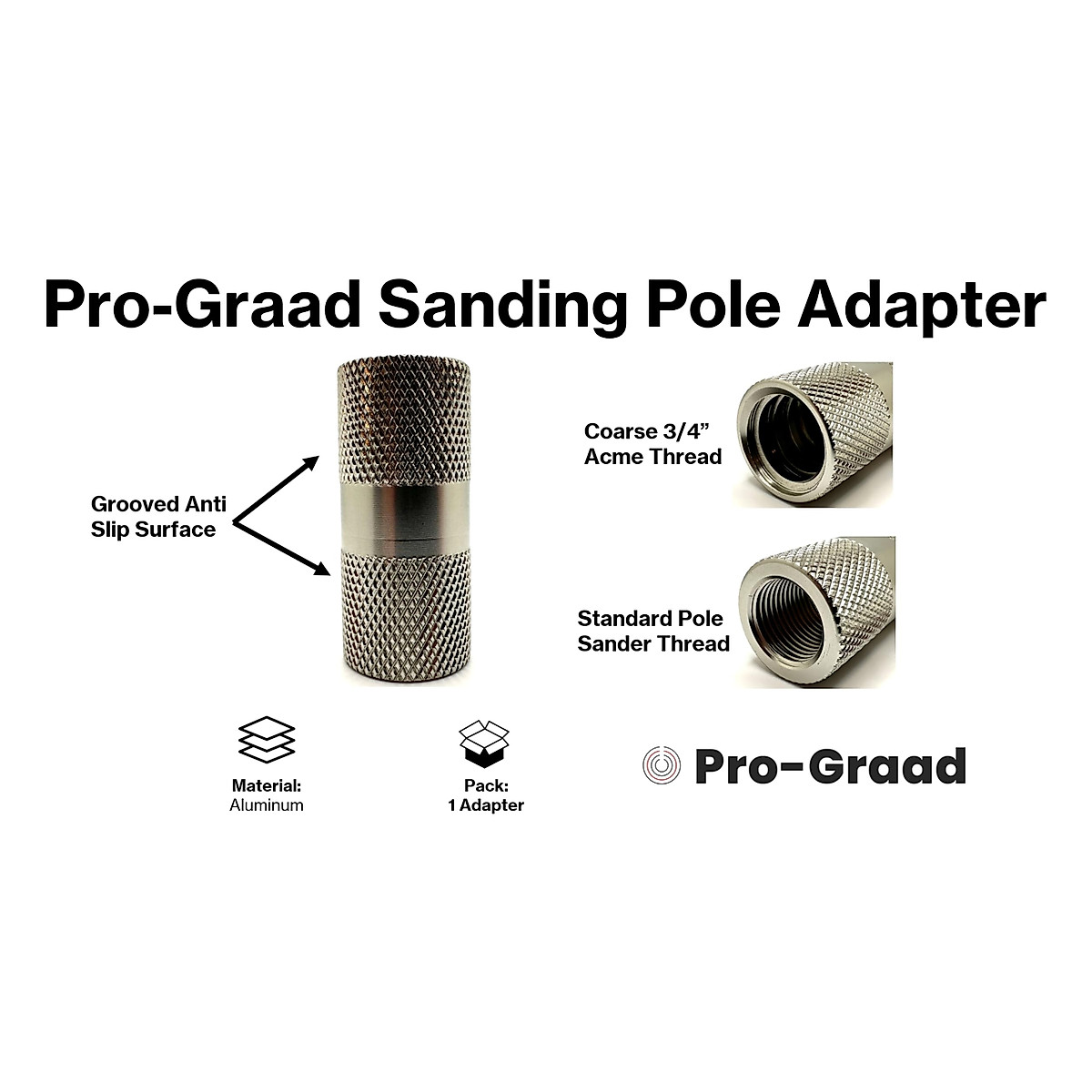 Pro-Graad Sanding Pole Adapter, Connect Wood Handles, Painter Pole, Telescopic, Multi Purpose Paint Extension Pole to Drywall Standard Sander Head, Pole Sander Adapter