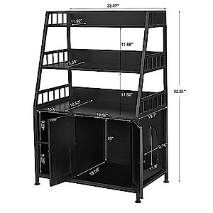 BEWISHOME Large Cat Litter Box Enclosure Hidden Litter Box Furniture with Shelf Storage, Sturdy Cat Washroom Furniture Wooden Cat House Black CMW03B