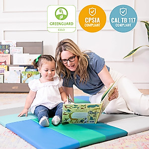 ECR4Kids SoftZone Turning Tiles Activity Mat, Colorful Soft Toddler Crawling and Tummy Time Foam Mat, Padded Infant Floor Mat, Safe Active Play for Babies, Foldable Design - Contemporary Large