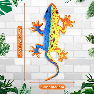 Civaner 22 Inches Realistic Lizard Stuffed Animal Plush Toy with Spots Colorful Gecko Stuffed Animal Sturdy Gecko Plush Reptilian Toy Huggable Birthday Gift for Little Person Teens (Yellow)