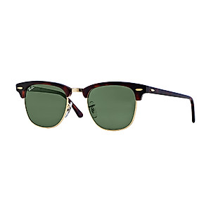 Ray-Ban RB3016 Clubmaster Sunglasses+ Vision Group Accessories Bundle(Mock Tortoise On Arista/Crystal Green (W0366),51) for unisex-adult