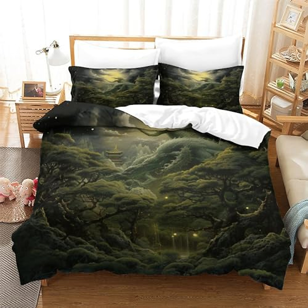 SHEYLE Dragon Bedding Full for Kids Bed Set 3D Duvet Cover with Quilt Cover for Boys Room Decor with Pillowcase Twin（173x218cm）