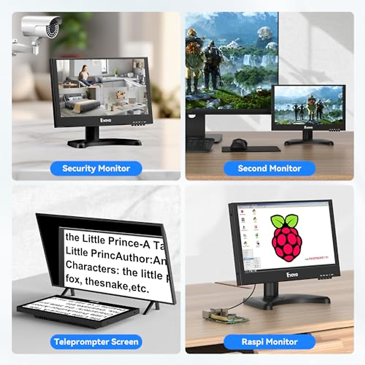 Eyoyo Small TV Monitor 12 inch Security Camera Monitor 1920x1080 IPS Computer Screen with HDMI VGA BNC AV USB Ports Metal Housing Mini LED Monitors Built in Speakers CCTV Monitors for Home Office