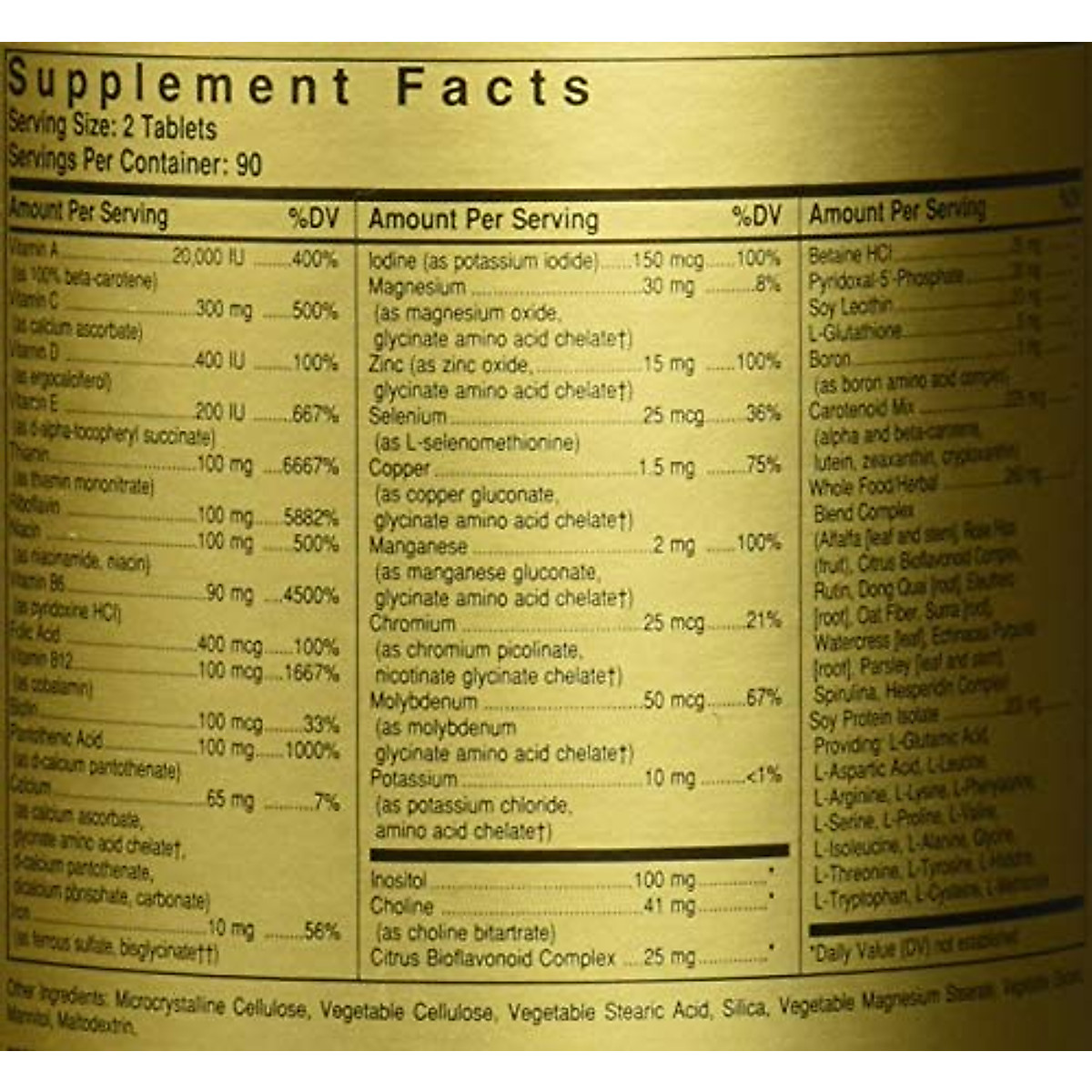 SOLGAR Formula VM-2000 Tablets Multinutrient System, 180 Count