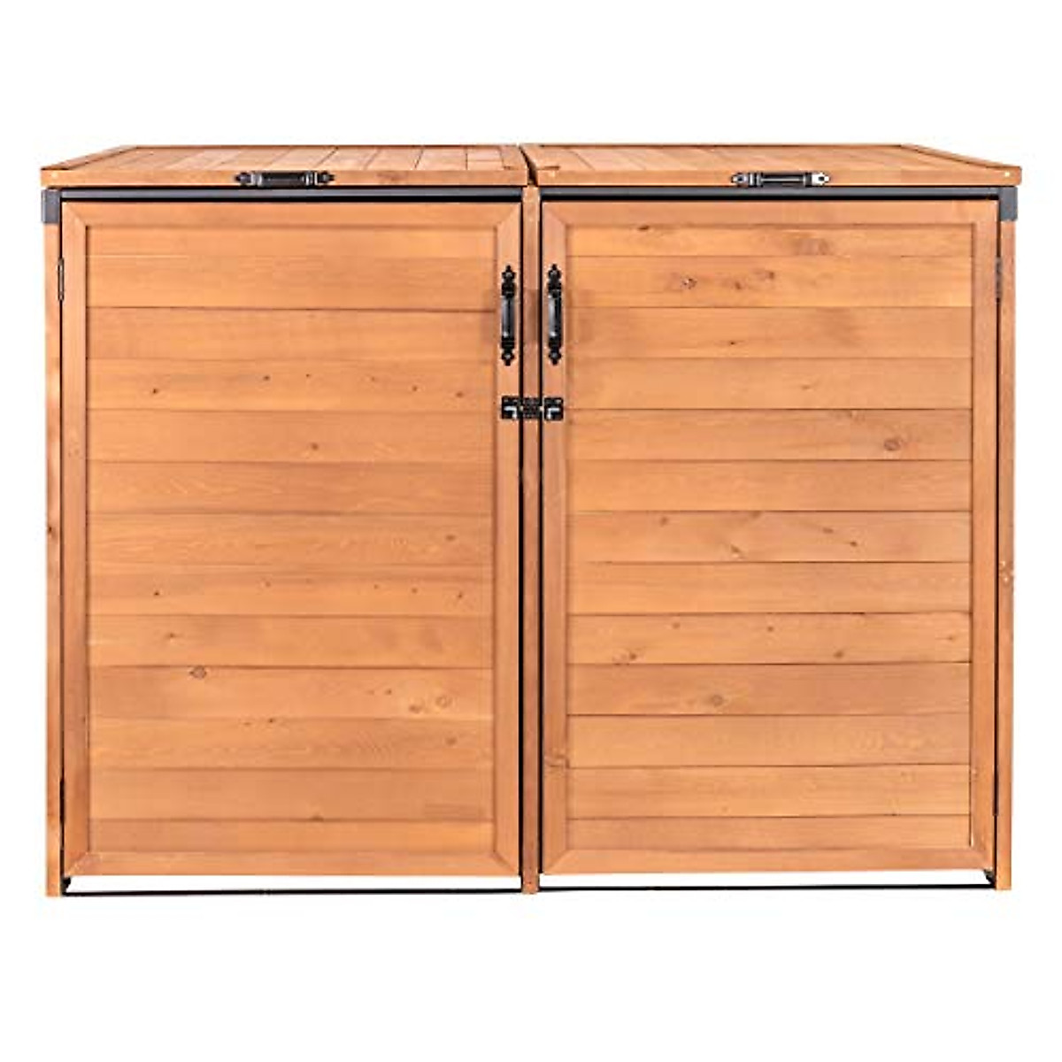 Leisure Season TRSL6741-D Large Horizontal Trash and Recycling Storage-Sheds, Medium Brown