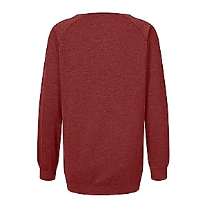 raillery Womens Fashion Solid Color Print SweaterLong Sleeve O Neck Blouse Loose Casual Tunic Tops