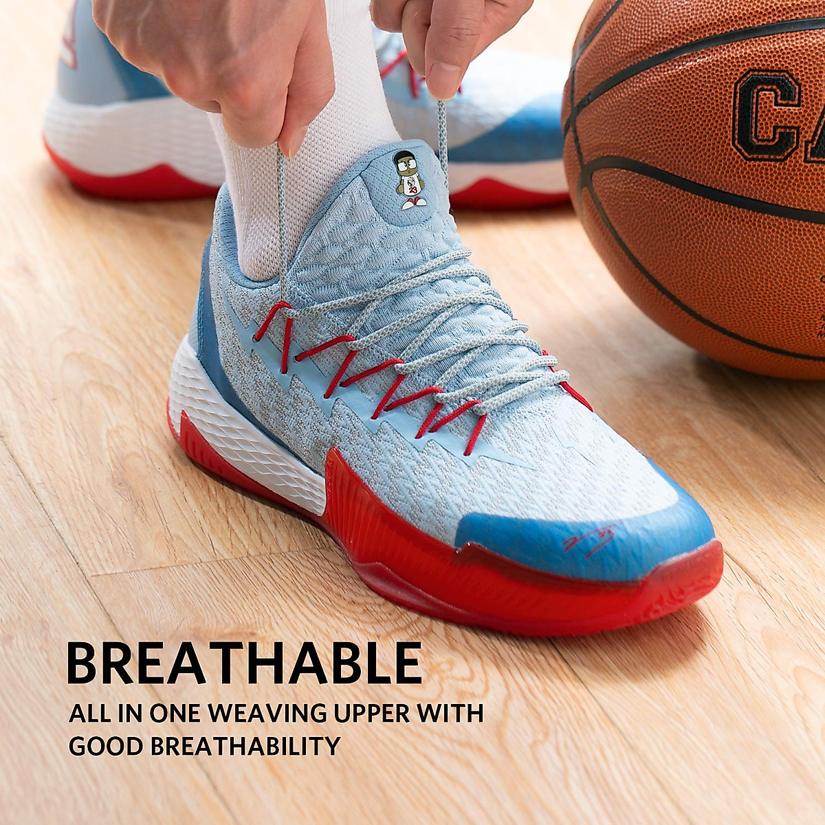 PEAK Men's Basketball Shoes Lightning Sport Shoes for Basketball, Running, Walking Sky Blue