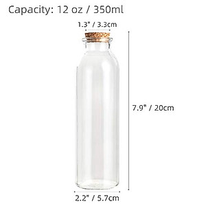 Magic Season Decorative Glass Bottles with Cork Stoppers (12 fl oz. Round Bottles / 2 Pcs)