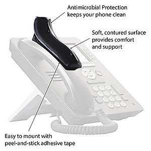 Softalk Antibacterial Black Phone Shoulder Rest | Landline Telephone Accessory (00601M)