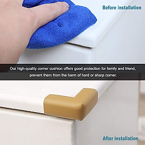 uxcell 2pcs Foam Furniture Desks Edge Cover Pads Protectors Corner Cushions Bumpers Guards Light Brown