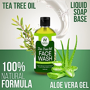 Tea Tree Oil Face Wash, 4oz – Tea Tree Soap Natural Skin Cleanser – Pure Essential Oil Infused Skincare Cleansing Face Soap, Made in USA