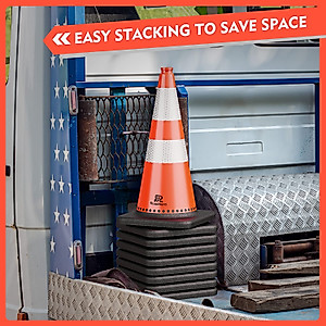 RoadHero (8 Pack) Traffic Safety Cones 28 Inch, PVC Cone with Black Weighted Base, Orange Cones with Reflective Collars for Parking Lot, Road Safety, Construction Events