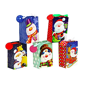 Iconikal Printed Christmas Design Gift Bags, Small, 20-Count