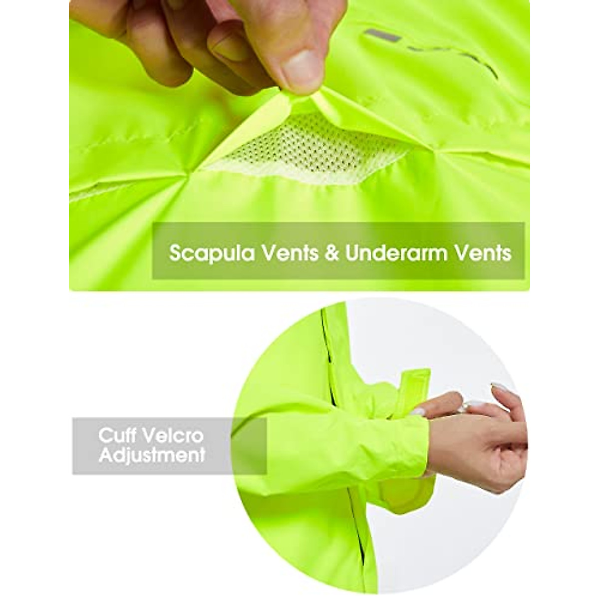 FitsT4 Sports Women's Waterproof Cycling Running Jackets Mesh Lined Rain Jacket Lightweight Bike Windbreaker with Hood Fluorescent Yellow Size S