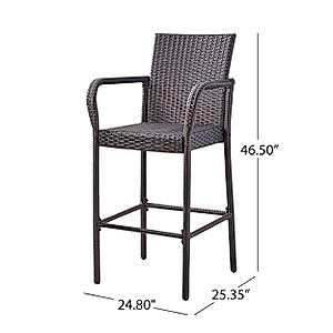 Christopher Knight Home Stewart Outdoor Bar Stool, Set of 2, Brown
