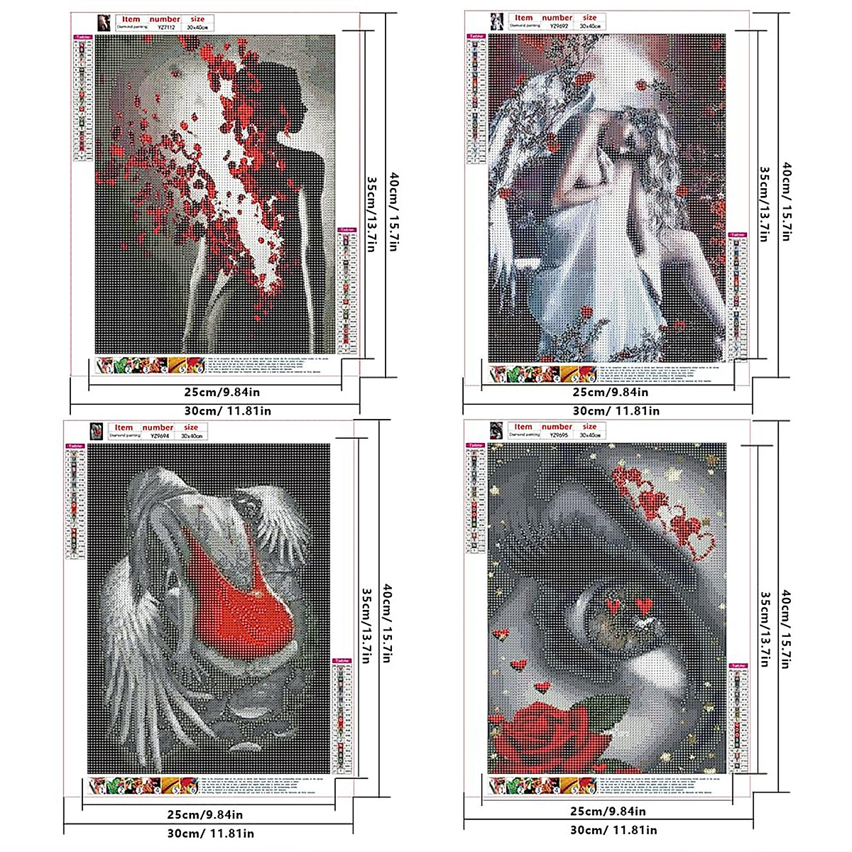 DCIDBEI Diamond Painting Kits 4 Pack 12x16inch Sexy Diamond Painting Angel Diamond Art Women Sexy Rose Diamond Painting for Adults Women Fairy Diamond Painting Art Sexey Woman Trippy Diamond Painting