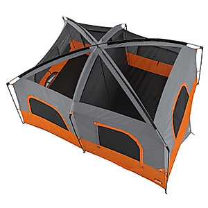 CORE 10 Person Straight Wall Cabin Tent with Included Footprint and Tent Kit