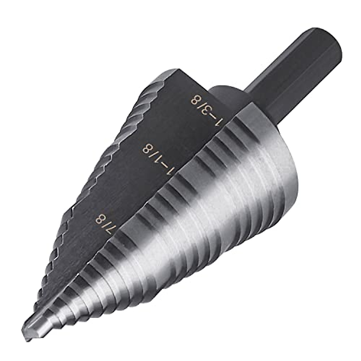 Lichamp Unibit Step Drill Bit for Metal, Genuine HSS M2 Drill Stepper Bit for Hard Metal Heavy Duty, 19 Sizes from 3/16" to 1-3/8", Dual Straight Grooved with Hex Drive, A4BK
