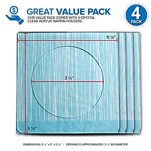 Modern Innovations Acrylic Napkin Holder (4 Count) - Crystal Clear Coasters with an Insert for Cocktail Napkins - Shatterproof and Water Resistant Coaster for Drinks