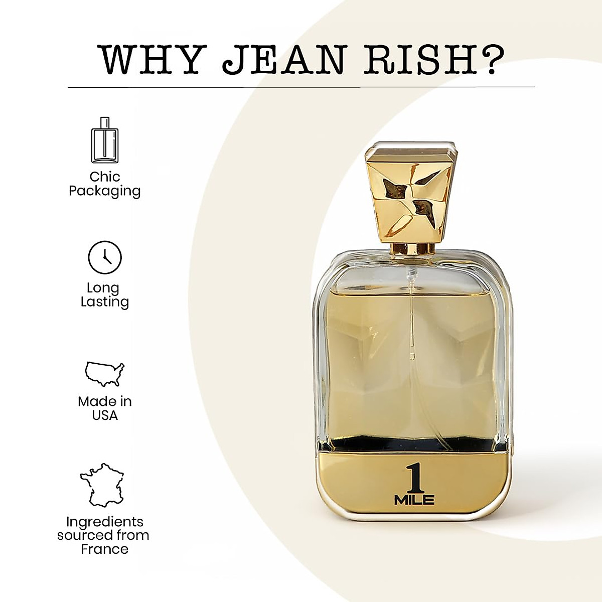 Jean Rish 1 Mile Pour Homme Eau De Toilette - Perfume for Men (3.4 Fl Oz / 100ml) with Blood Mandarin, Mint & Amber Notes - Long Lasting and Luxury Fragrance