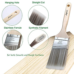 Magimate Paint Brushes Set, Sash Brushes, Soft Tapered Filament, Wood Stain Brushes for Walls, Cabinets and Fences Pack of 5