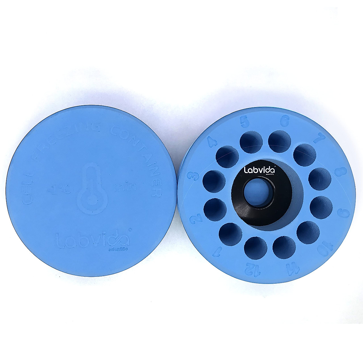 Labvida -1℃(-33.8℉) Cell Freezing Container for 2ml Cryogenic Vials, 12 Places, Cross-Linked Polyethylene Foam with a Solid State Core, LVZ001