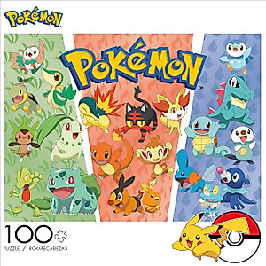 Buffalo Games - Pokemon- Starters Pokemon - 100 Piece Jigsaw Puzzle for Families -Challenging Puzzle Perfect for Game Nights - Finished Size is 15.00 x 11.00