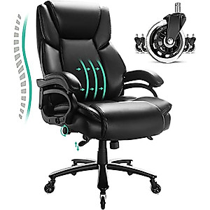 OFIKA Big and Tall Office Chair 500lbs - Adjustable Lumbar Support, Office Chair for Heavy People, Heavy Duty High Back Executive Desk Chair with Wide Seat and Quiet Rubber Wheels, Large Office Chair