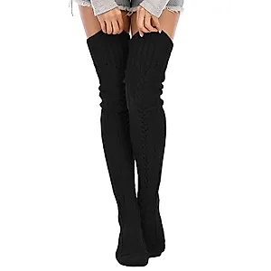 SherryDC Women's Cable Knit Thigh High Socks Winter Boot Stockings Extra Long Over Knee High Leg Warmers
