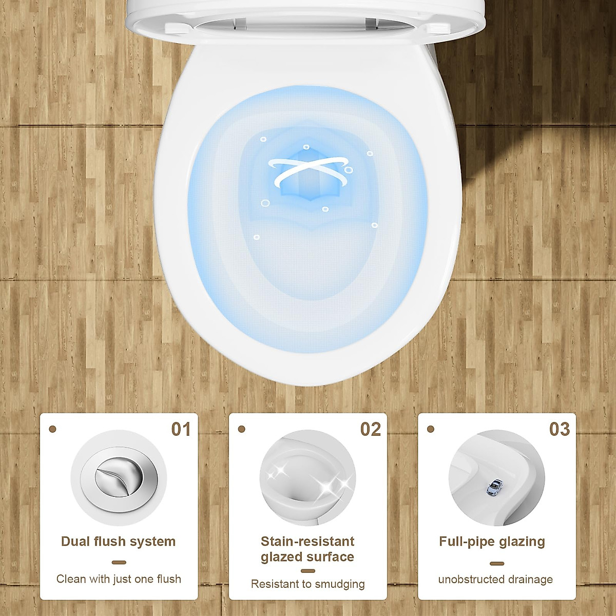 SUPERFLO Rear Outlet Toilet With 19 Inch Tall Toilet Bowl & Tank, High Toilets For Seniors With Rear Discharge-Includes Extension Pipe