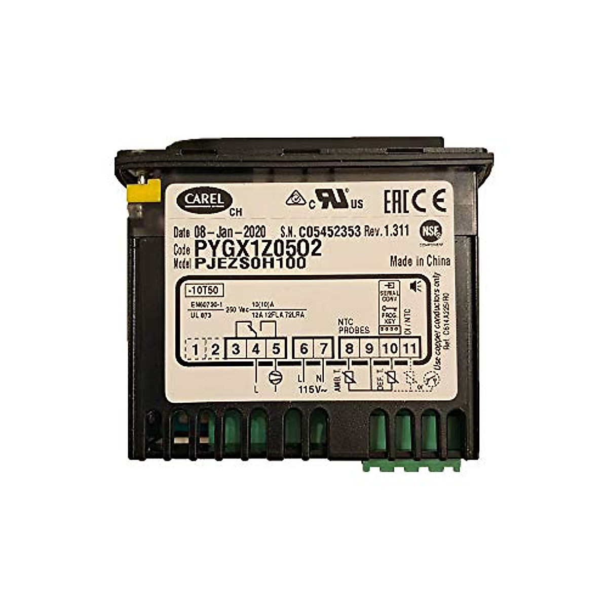 New Carel Temperature Thermostat PJEZS0H100 with Temperature Sensor Probes 115V Black