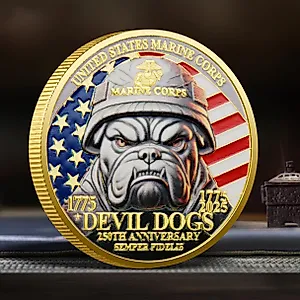 250th Anniversary US Marine Corps Commemorative Coin, Double-Sided USMC Challenge Coin, Military Commemorative Coins, Military Collectible & Veteran Gift (6PCS)