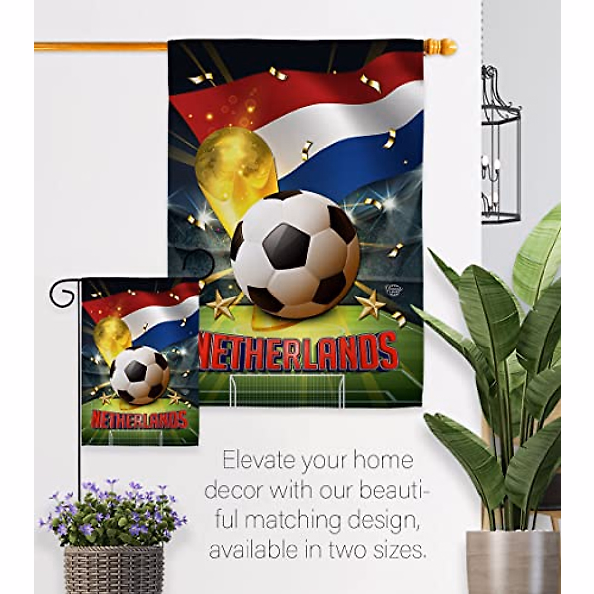 Ornament Collection World Cup Netherlands Garden Set Wood Sports Soccer Game Goal Ball Football Entertainment Activity Physical House Decoration Banner Small Yard Gift Double-Sided, Flag + Wall Dowel