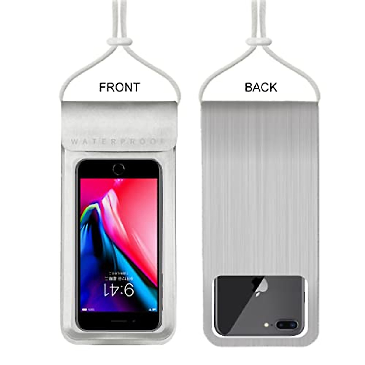 Baitoo Waterproof Phone Pouch,IPX8 Waterproof Phone Case Bag Holder Dry Pouch for iphone 13 Pro Max/13 Pro/13/12/12 Pro Max/11/11 Pro Max/Xs Max/XR to 7" for Kayaking Swimming Beach(Silver)
