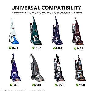 JEDELEOS Belt Replacement Kit 6960W for Bissell Proheat Vacuum, Fit Models 1694W, 1697, 1698, 1699, 1799, 1846, 7901, 7920, 7950, 8806, 8905 and 8910 Series, Replace Parts 0150621 & 2150628