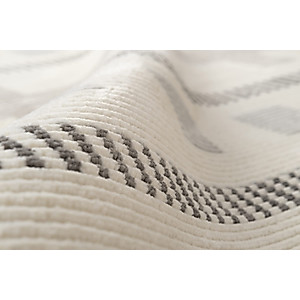 Revival Rugs Comb 8'x10’ Washable Area Rug for Living Room Bedroom - 100% Recycled Oeko-TEX Certified, Medium Pile, Beige, Cream, Gray