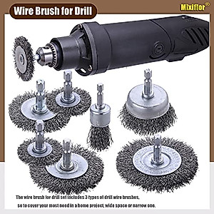 Wire Brush Wheel Cup Brush Drill Set 16 Piece, Mixiflor Wire Brush for Drill 1/4 Inch Hex Shank, Wire Cup Brush for Drill, Coarse Carbon Steel Wire Wheel for Drill, Wire Brush Drill Attachment