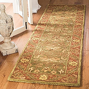 SAFAVIEH Golden Jaipur Collection 2'3" x 4' Green / Rust GJ250A Handmade Traditional Premium Wool Accent Rug
