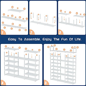 Mavivegue 9 Tiers Shoe Rack Tall Shoe Organizer Shoe Storage 50-55 Pairs Vertical Shoe Shelf Large Shoe Rack Organizer Stackable Shoe Racks for Entryway, Closet, Garage, Bedroom,Cloakroom - White