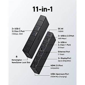 Anker 568 USB-C Docking Station (11-in-1, USB4), Up to 100W Charging for Laptop, 40Gbps Data Transfer, Etherne & 8K@60Hz HDMI Cable, Ultra High Speed 4K@120Hz 48Gbps 6.6 ft Ultra HD HDMI to HDMI Cord