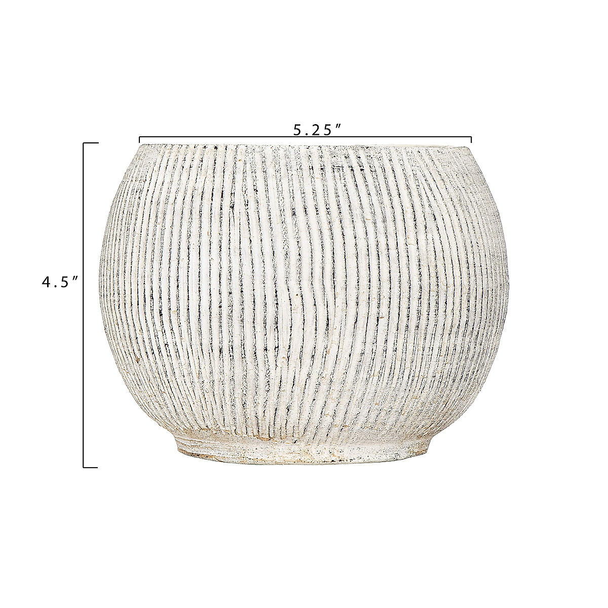 Distressed Cream Terracotta Planter with Fluted Texture