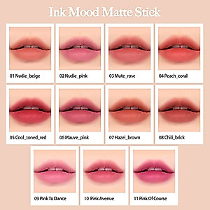 Peripera Ink Mood Matte Lipstick, Lightweight, Matte, Smooth, Hydrating, Lasting Color Payoff (11 PINK OF COURSE)