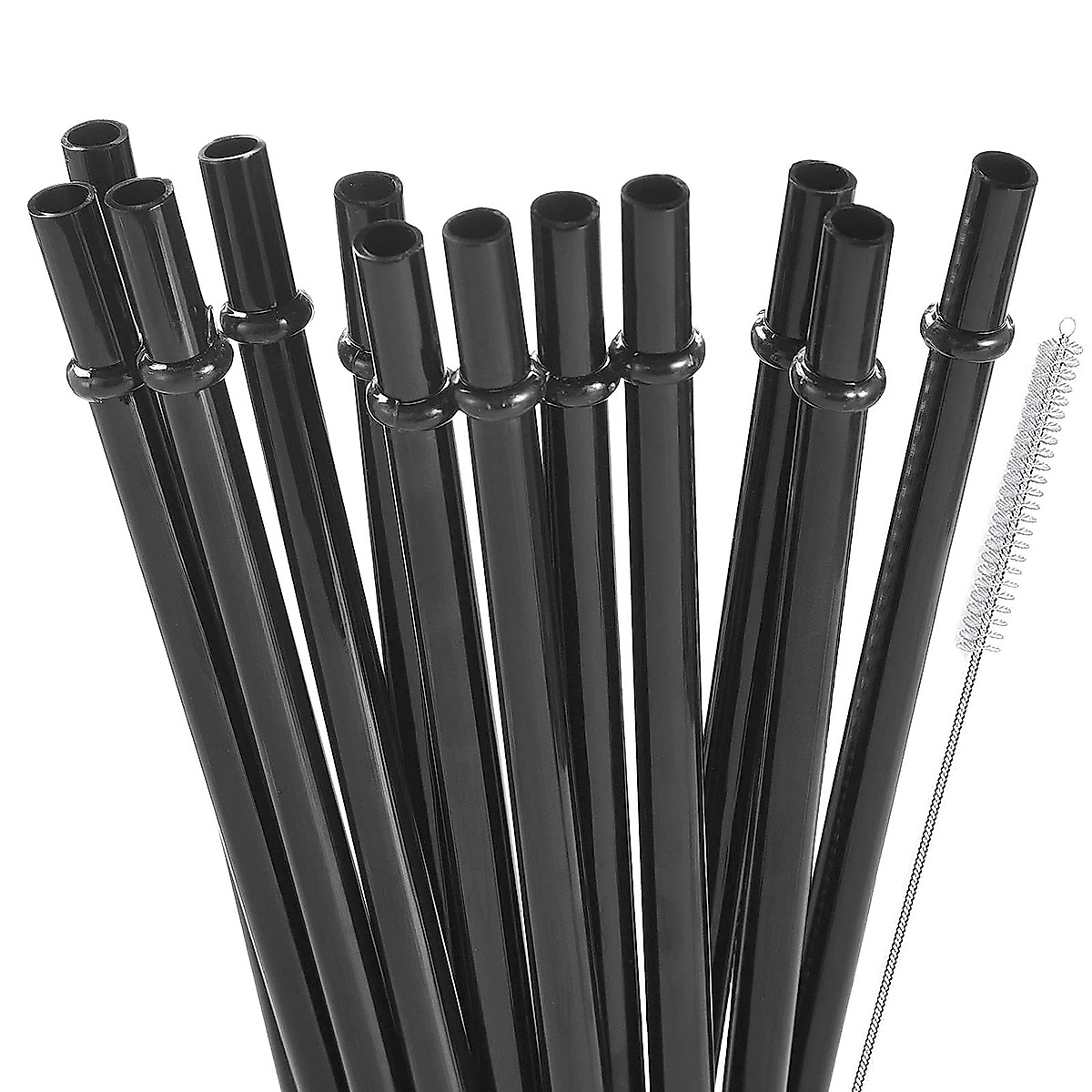 ALINK 10 Tritan Clear Reusable Straws + 12 Reusable Plastic Black Starws