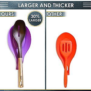 TAYJAN Silicone Spoon Rest for Kitchen Counter – Set of 2, Purple & Grey - Heat Resistant, BPA free Large Utensil Rest for Stove Top, for Cooking Spatula, BBQ Utensil, Smart Kitchen Gadgets 2022