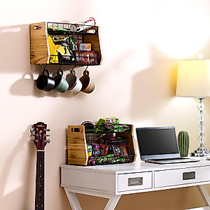 BNING Hanging Fruit Baskets for Kitchen, 2-Set Kitchen Organizers and Storage Baskets as Pantry Organizers and Storage, Small Wire Basket for Wall Mounted & Countertop