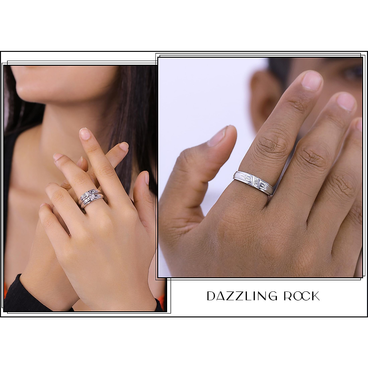 Dazzlingrock Collection 0.20 Carat Round White Diamond Cross Matching Trio Ring Set for Him & Her in 10K White Gold, Women Size 6.5 and Men Size 10.5