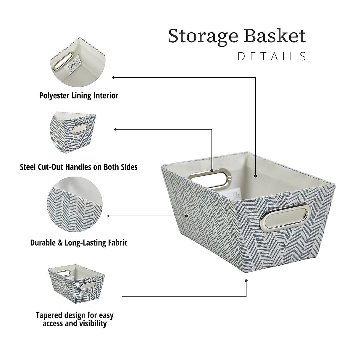 DECOMOMO Gift Basket Empty - Small Basket for All Occasions: Holiday, Baby Shower, Wedding, Anniversary | Perfect for Organizing Countertops, Drawers, and Toiletries (Set of 4 - Pattern Grey)