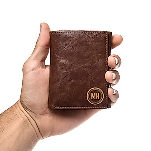 Swanky Badger NEW Personalized Wallet – Trifold Wallet (Brown Circle)